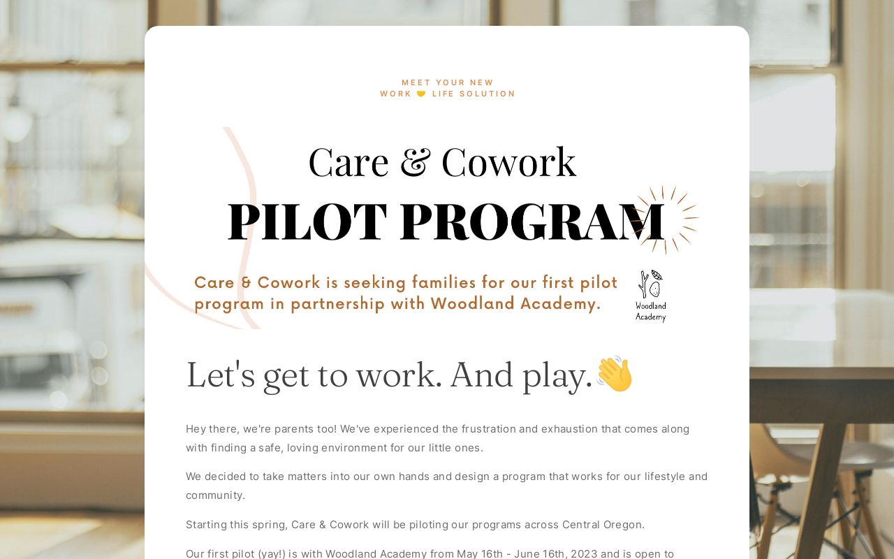 Care & Cowork Pilot Program Sign Up